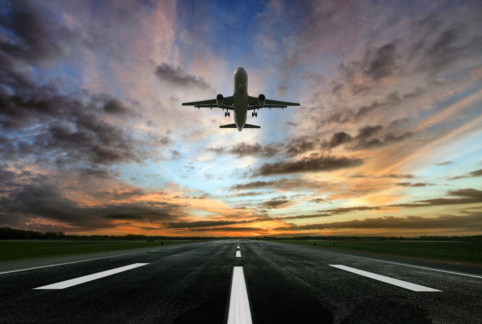 Airplane Taking Off Sunrise